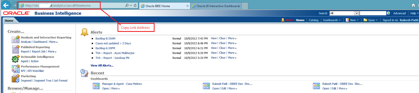 OBIEE 11g/12c and ODI12c: Show a Home page inside Dashboard or Access OBIEE Home page from ...