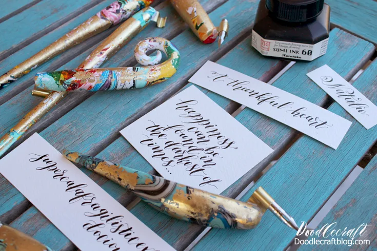 Marbled Gold Leaf Resin Calligraphy Oblique Holders DIY!