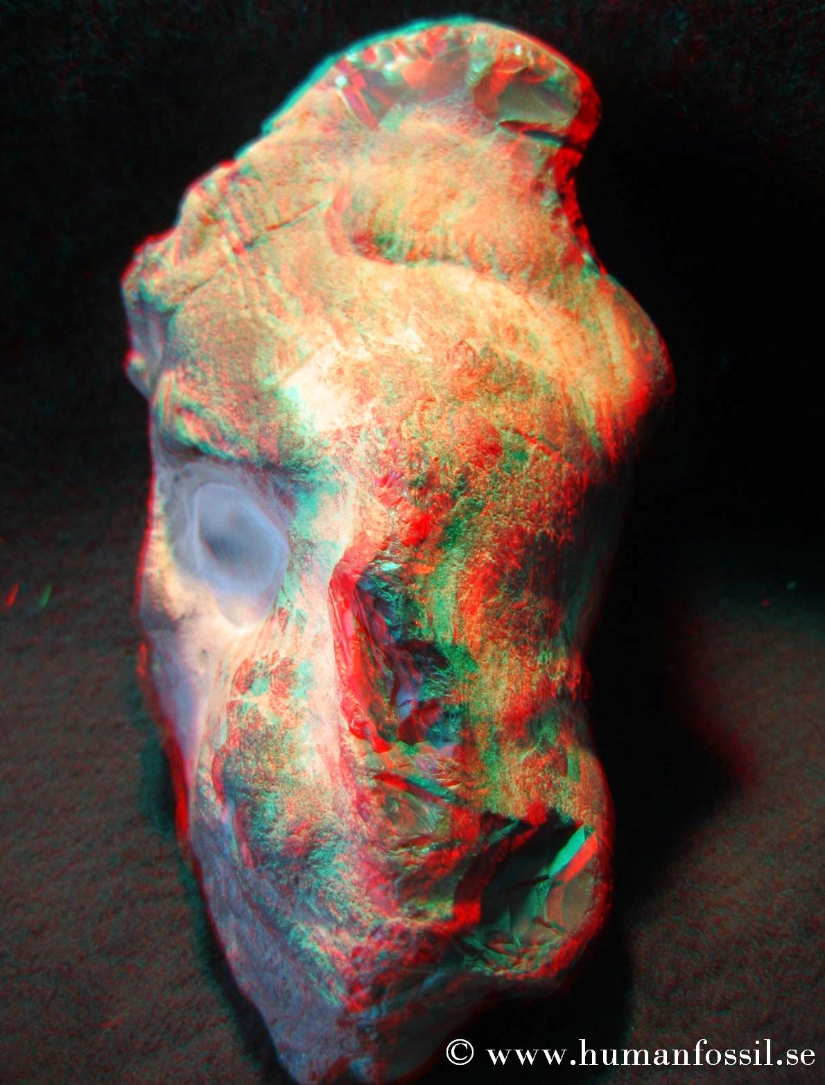 Archaeology of Portable Rock Art: Life-size flint stone human head ...