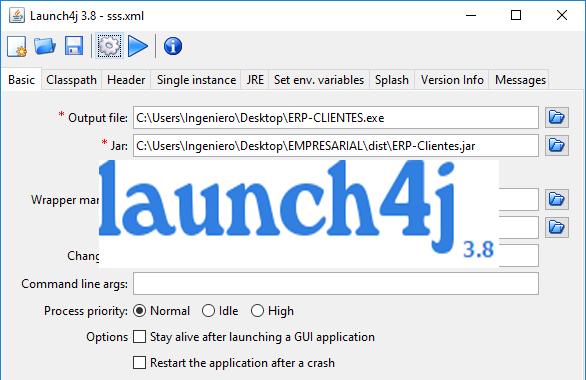 Convertir jar a ejecutable exe con Launch4j
