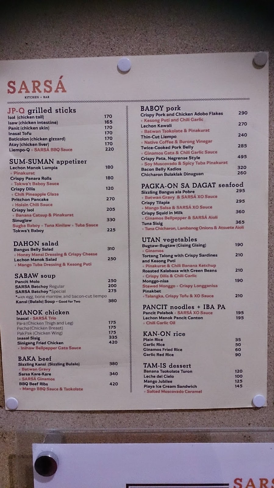 Sarsarap at Sarsa Kitchen + Bar | Eats Delicious!