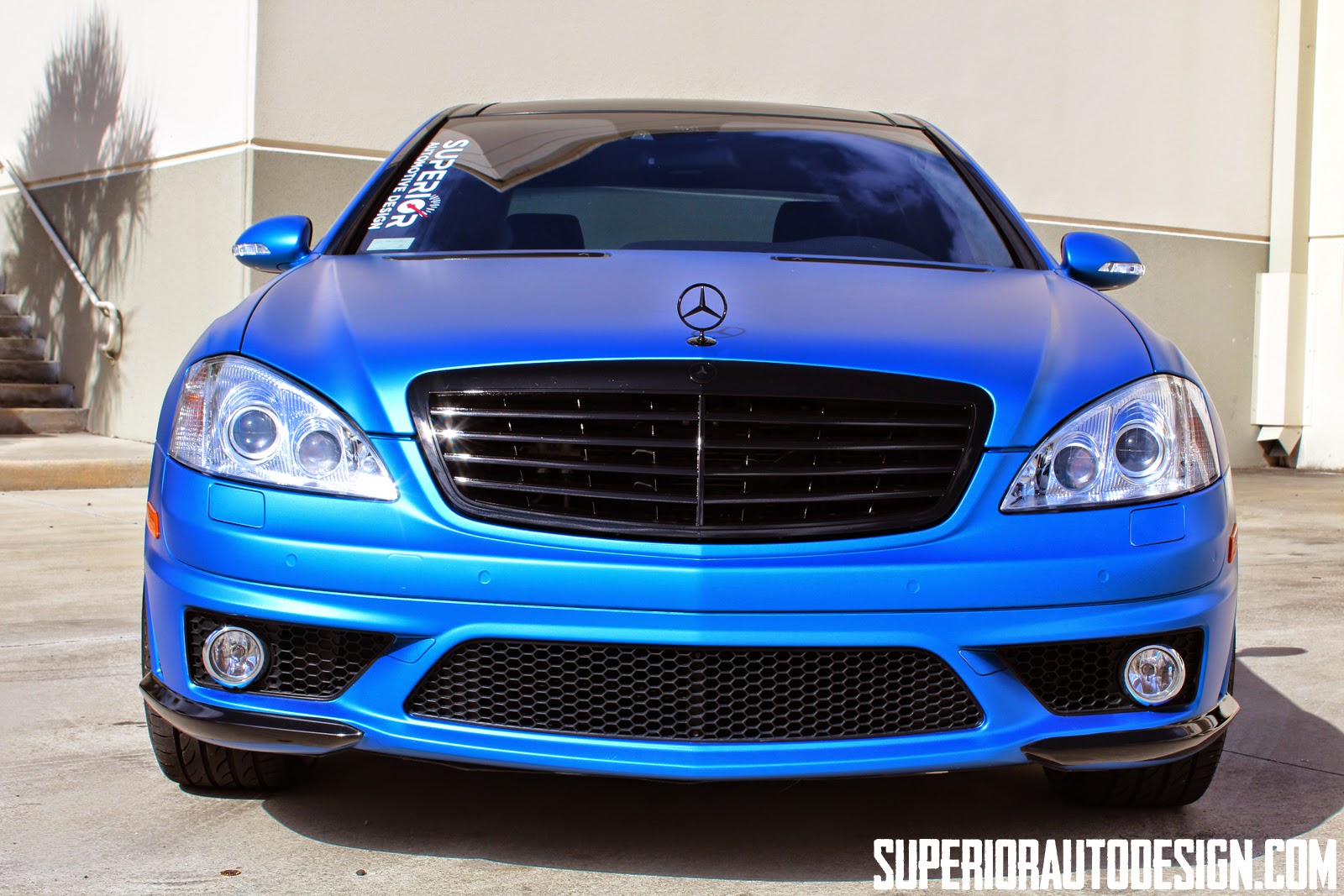 Mercedes W221 S63 AMG Blue Matte with Vossen Wheels | BENZTUNING