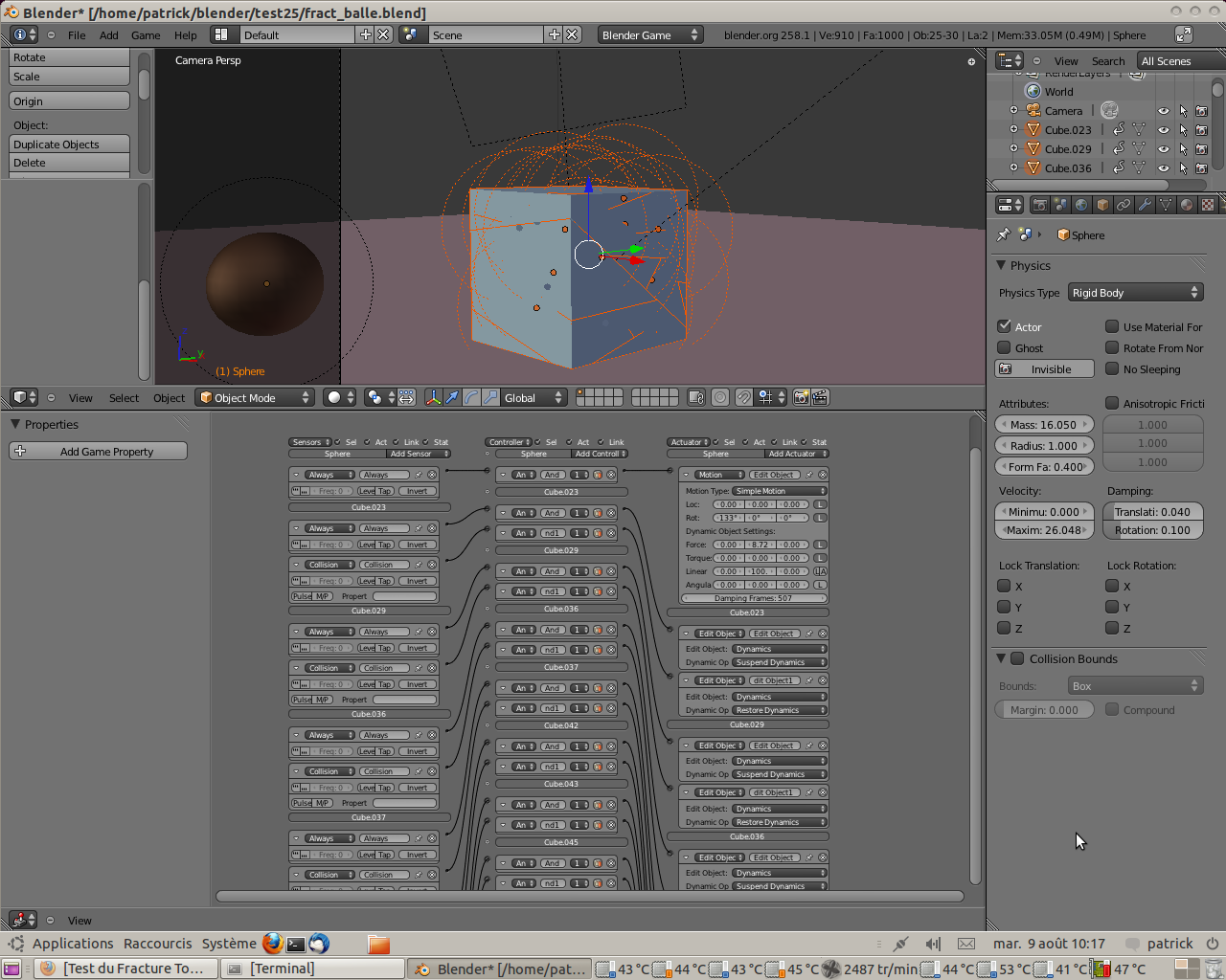 Blender-4d: Test du script Fracture Tools dans Blender 2.58a
