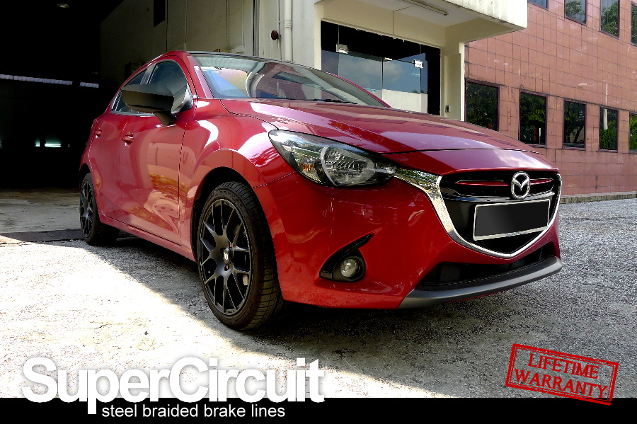 SUPERCIRCUIT Steel Braided Brake Lines: Mazda2 Steel Braided Brake Lines