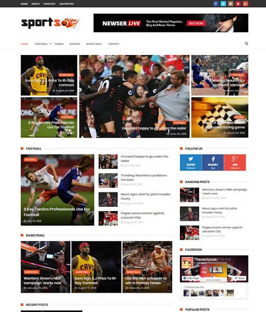 SportsMag Blogger Template Free Download 2019 - Free Blogger Templates
