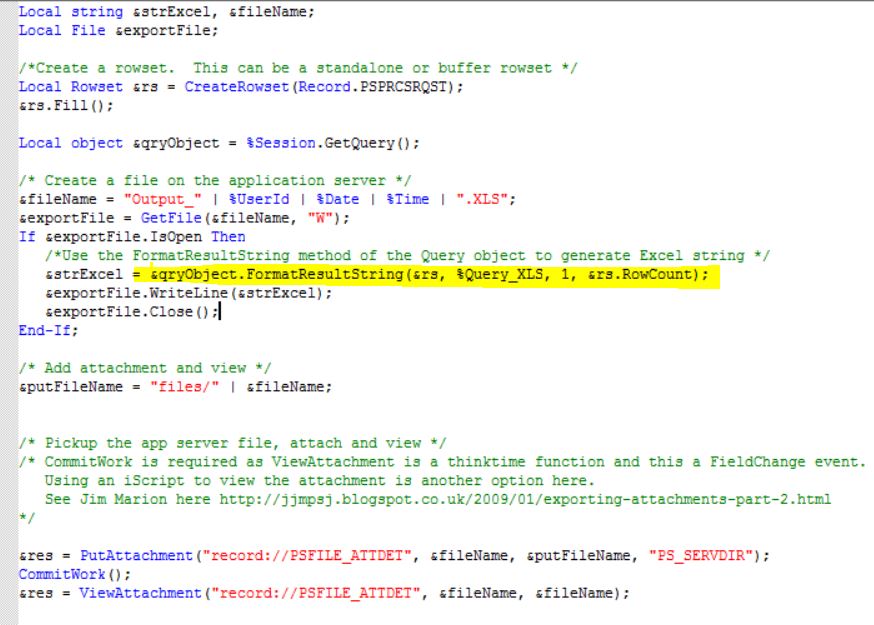 Rowset to Excel - PeopleCode Friday #2