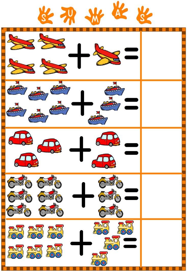 El Kinder de Mamá: Sumas y restas preescolar imprimibles Parte III
