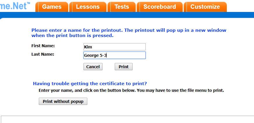 lpcomputerlab: Grade 5- Touch Typing Score, Free Typing Game