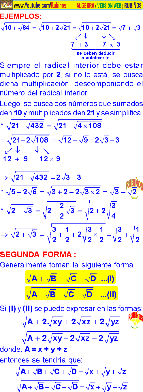 RADICALES DOBLES A SIMPLES PROBLEMAS RESUELTOS PDF