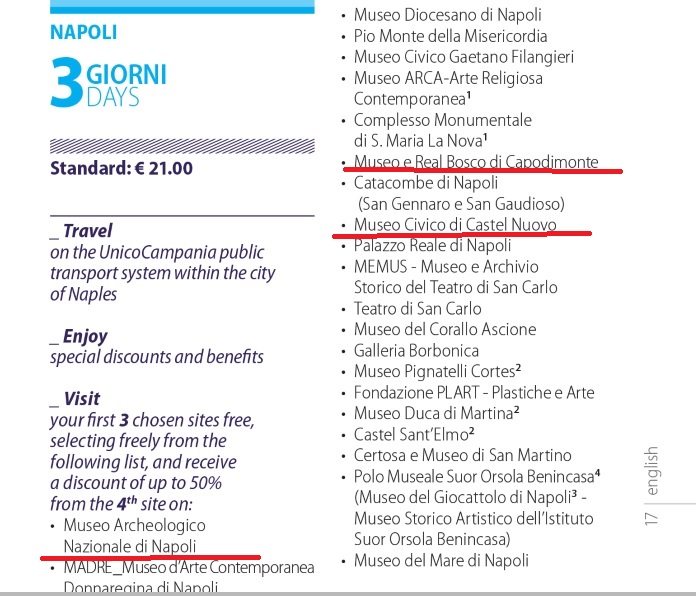 나폴리 카드, 나폴리 패스3일, napoli arte card, 나폴리 아르떼카드
