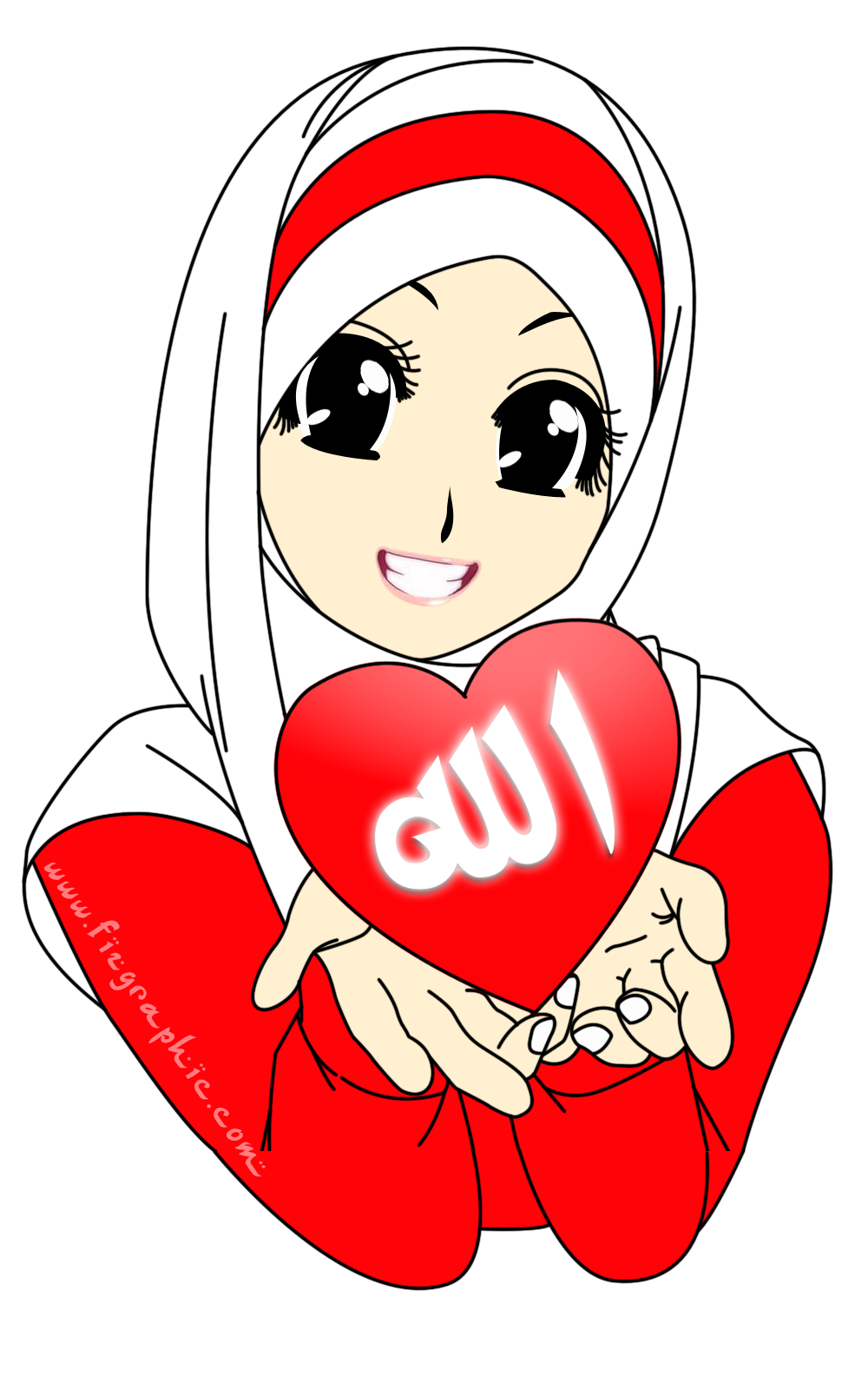 Fizgraphic: Freebies Doodle Muslimah Love ALLAH