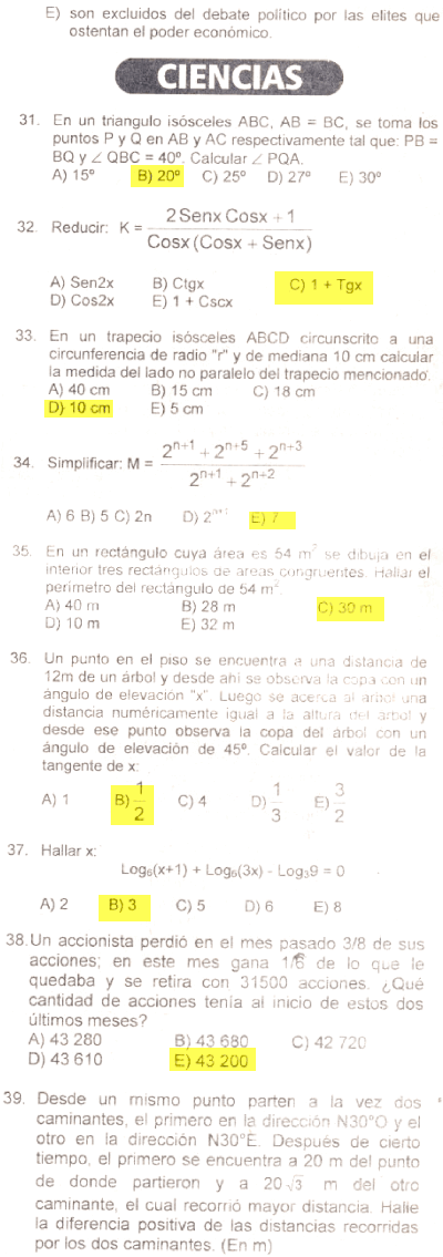 EXAMEN INGRESO UNIVERSIDAD DE LIMA 2024 CLAVES RESPUESTAS RESUELTO PDF