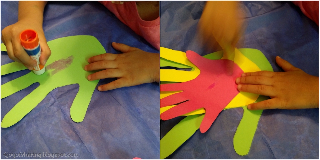 Family Handprints Peacock Puppet - The Joy of Sharing