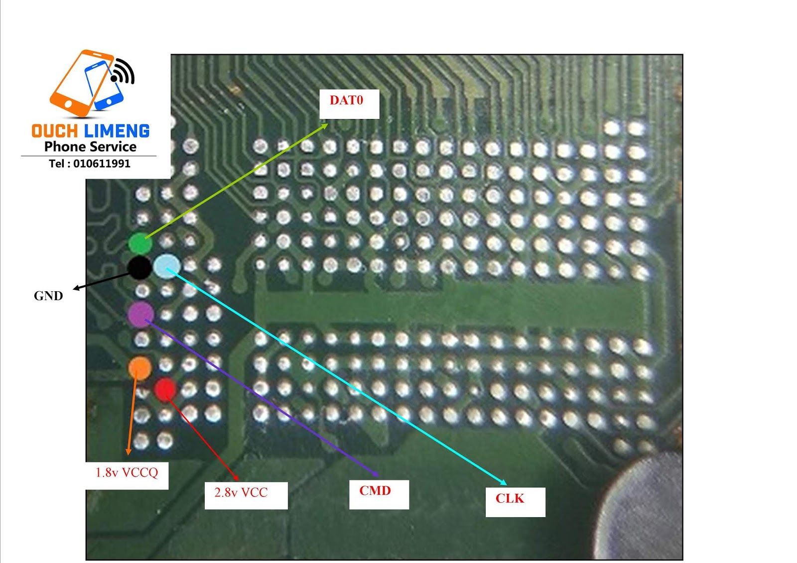 អ៊ូច លឹមអេង សេវ៉ាកម្មជួសជុលទូរស័ព្ទ: How to find DIRECT EMMC PINOUT