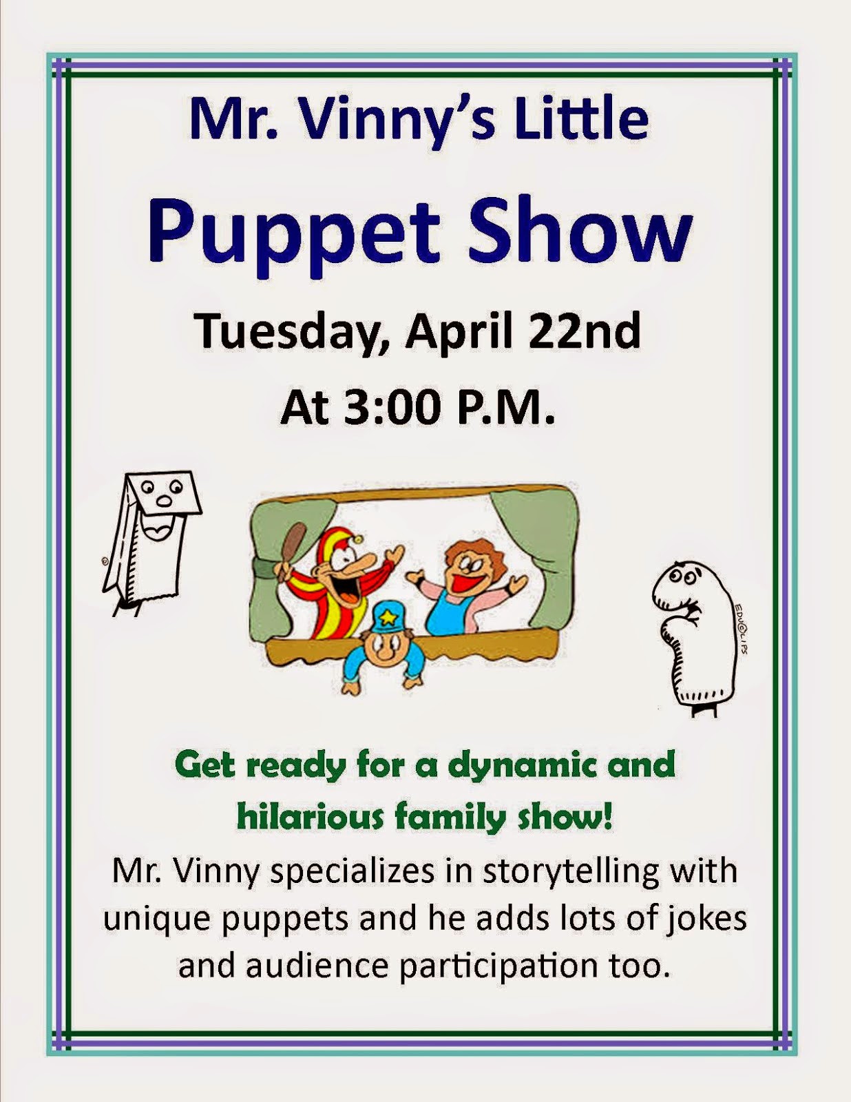 Franklin Matters: Franklin Library: Mr Vinny's Little Puppet Show