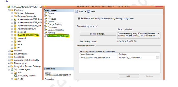 Ashish SQL LIFE: Reverse Log shipping Setup