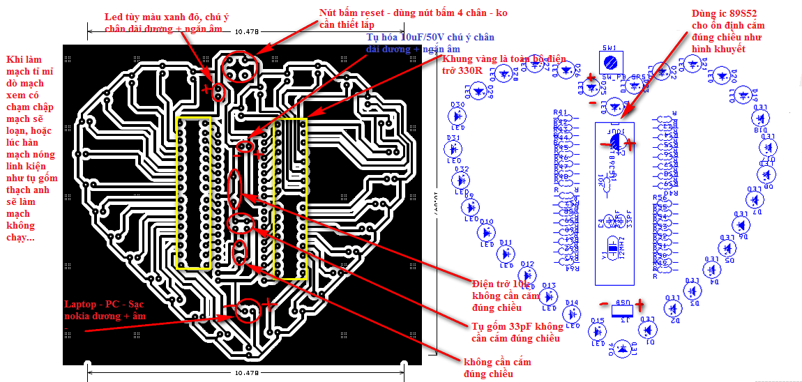 MẠCH LED TRÁI TIM ĐƠN GIẢN ~ Điện Tử Viễn Thông