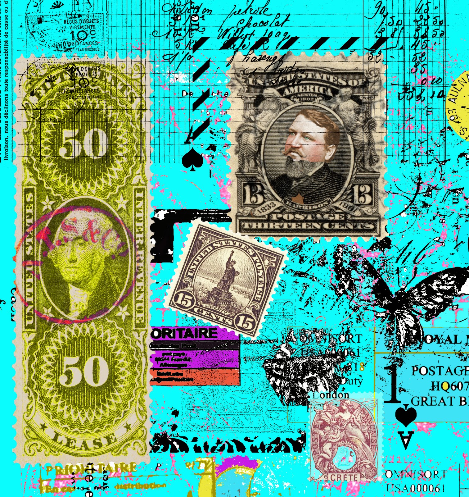 peggy's mixed-up art!: Collage obsession / stamps