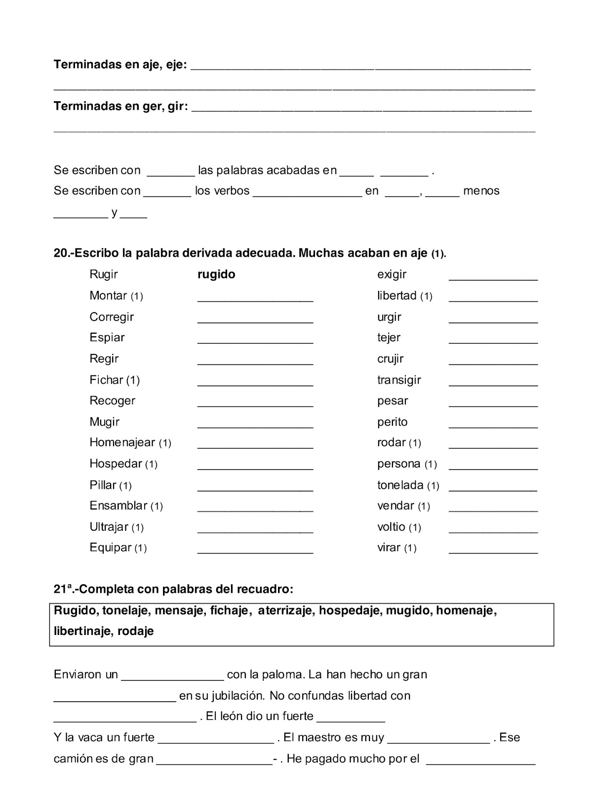 5º DE PRIMARIA CSA: ORTOGRAFÍA: -GER, -GIR
