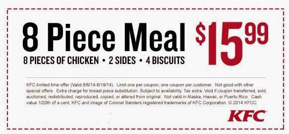 KFC (Kentucky Fried Chicken) Printable Coupons August 2015