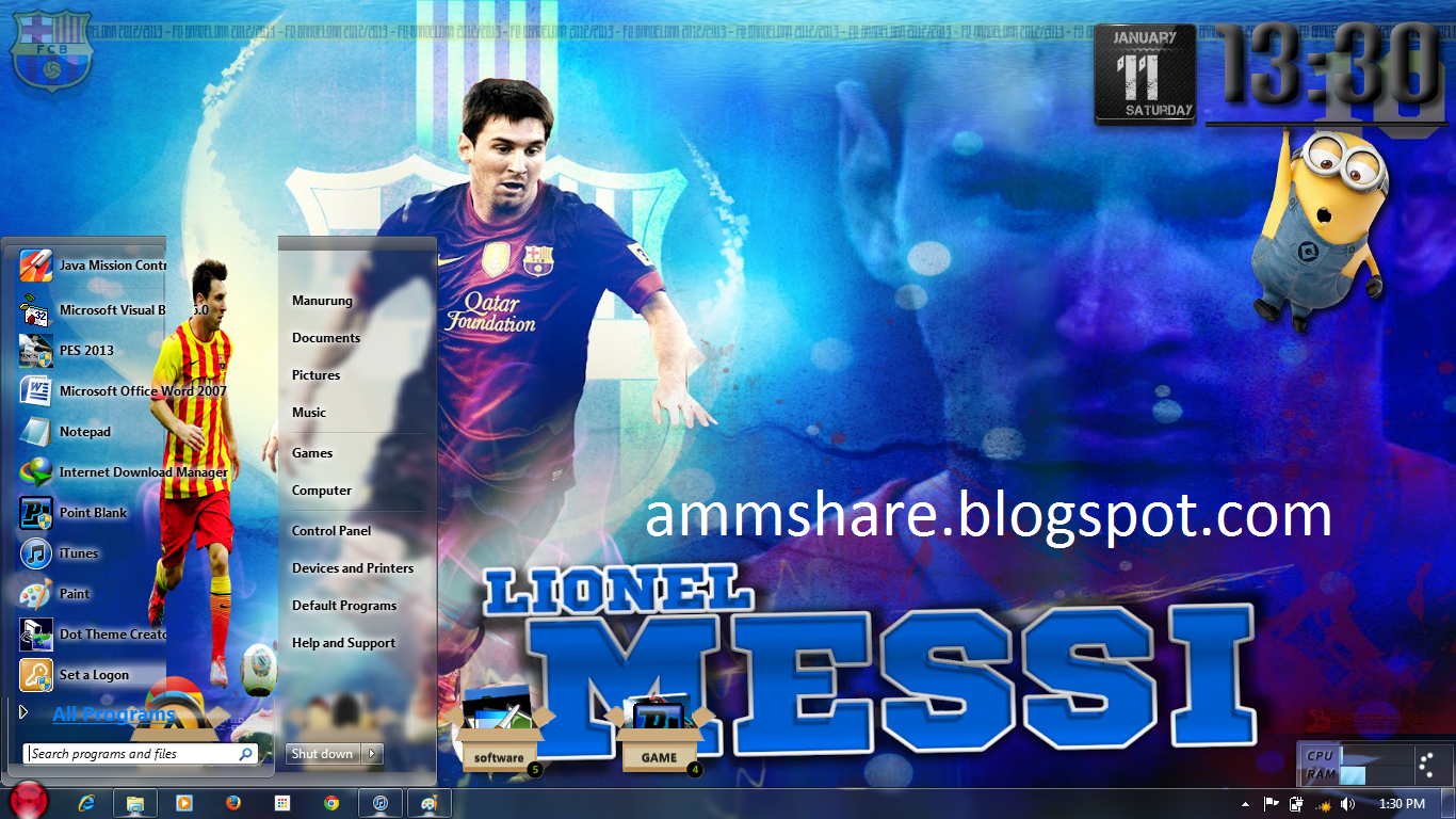 Theme Lionel Andrés Messi Glass For Windows 7 AMM Share
