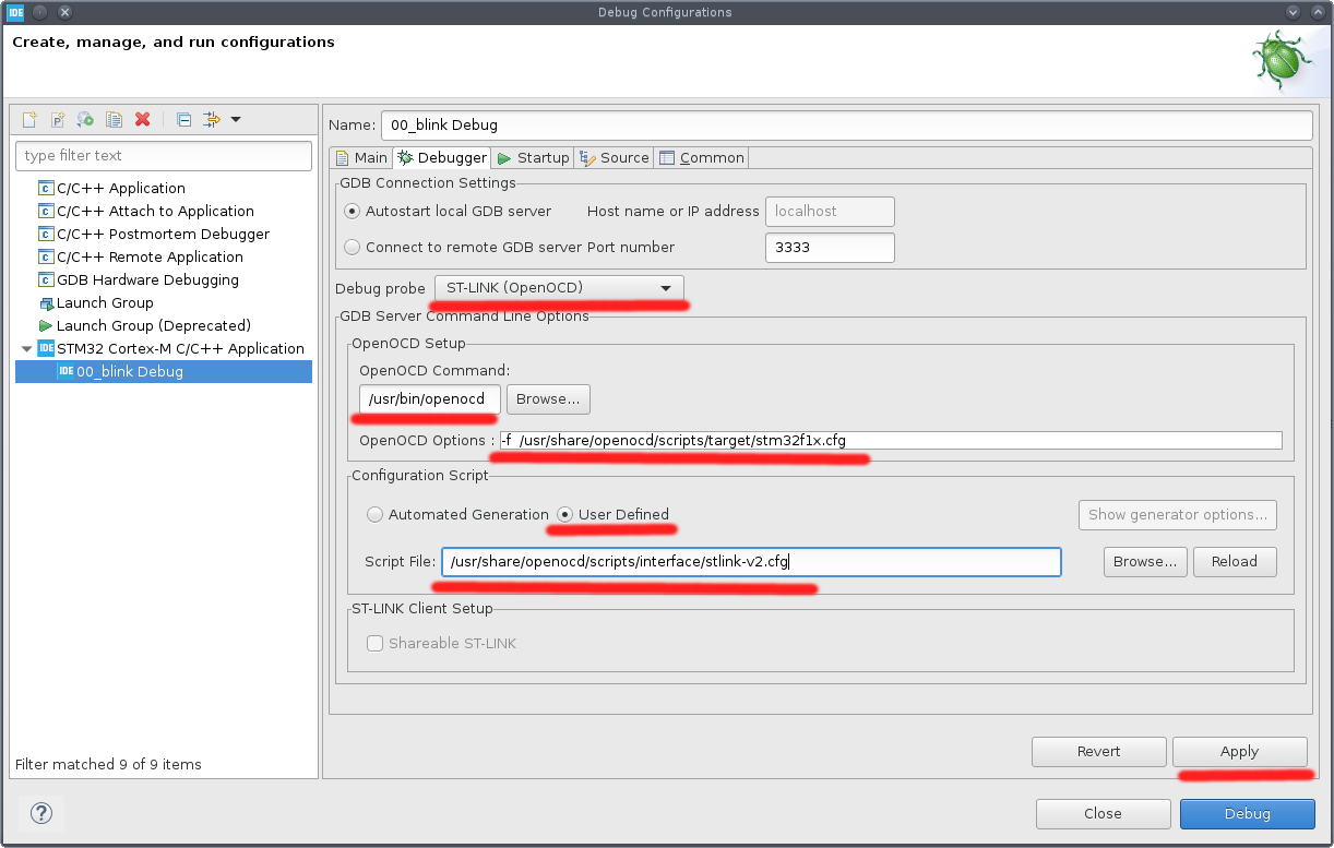 Настройка: Eclipse, SW4STM32, STM32CubeIDE и Qt Creator, для отладки проекта на STM32F103C8 ...