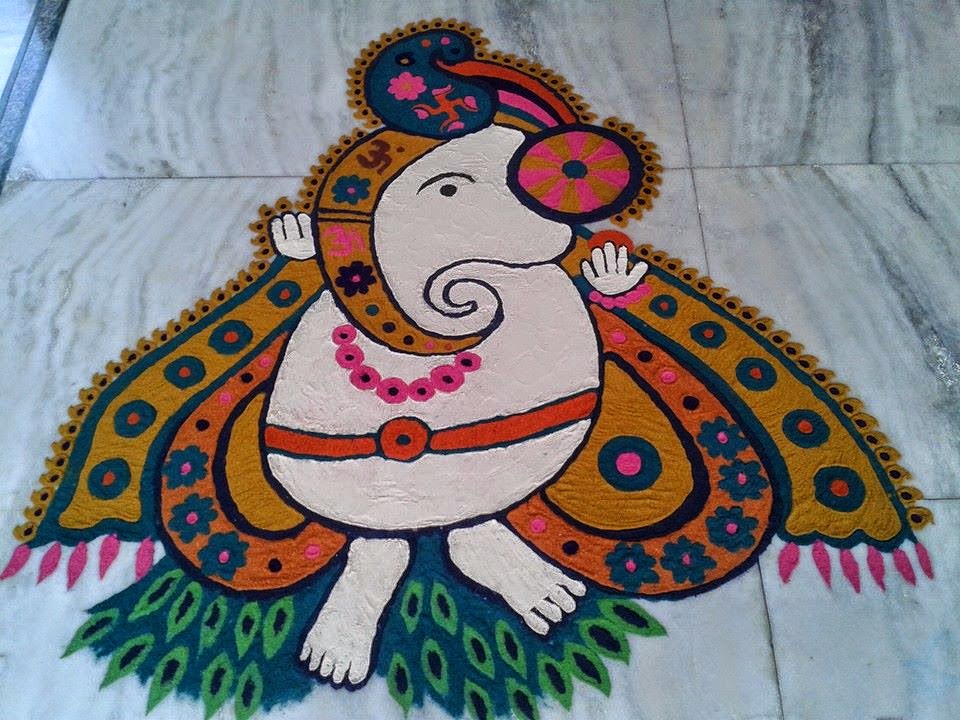 Very Beautiful Ganesha Rangoli Designs ~ Art Magazine