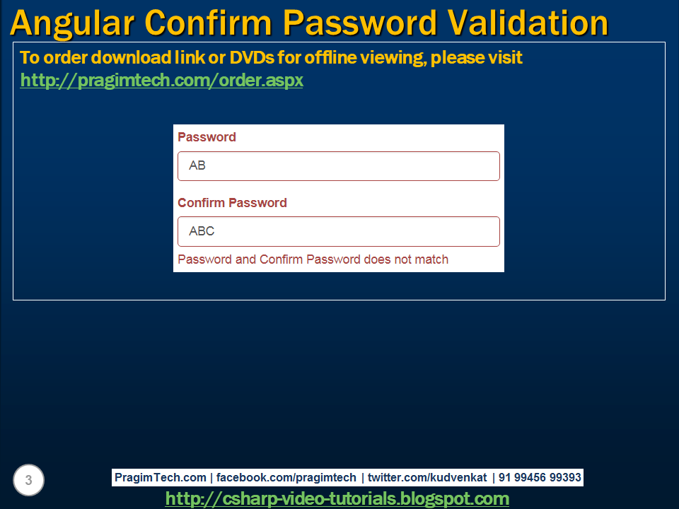 Sql Server Net And C Video Tutorial Angular Password And Confirm Password Validation Slides 