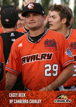 Australian Custom Baseball Cards: Casey Beck - 2013-14 Canberra Cavalry