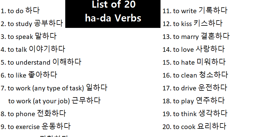 Study Korean Together: Korean Past Tense- Conjugating (ha-da) Verbs/ 하다 ...