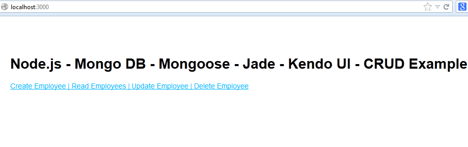 Node Examples: Node.js, Mongoose, Express, Jade CRUD application