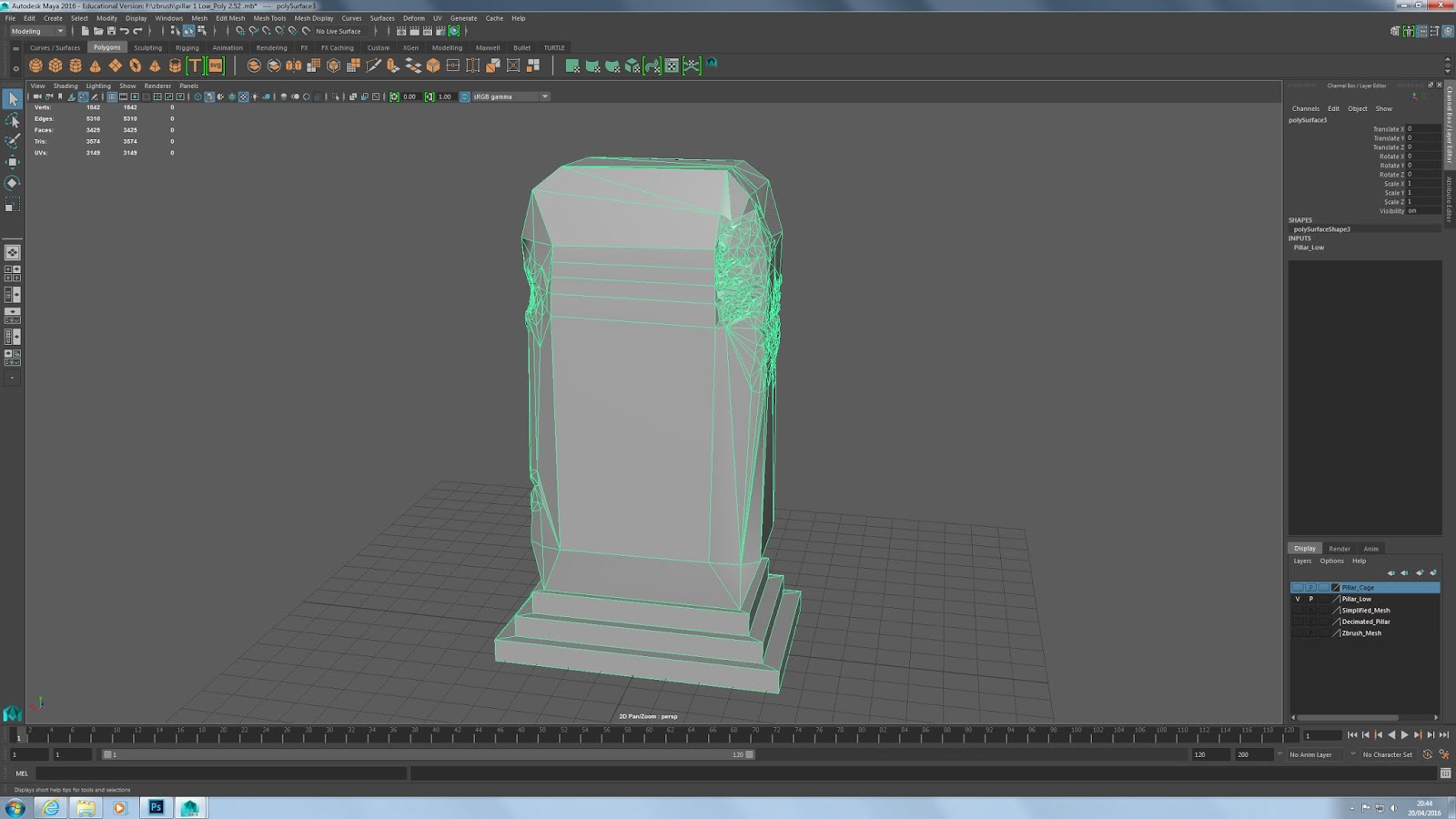 Maya 3D work: Pillar: Final design