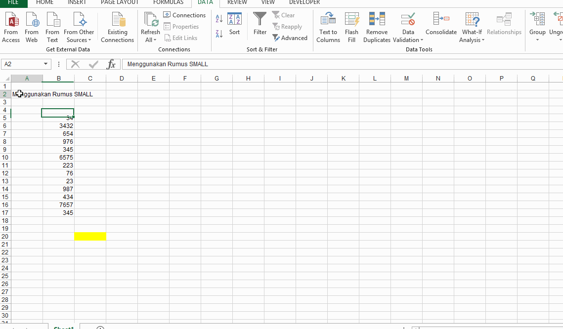 Belajar Menggunakan Microsoft Excel dan VBA: Excel Rumus, Small Function