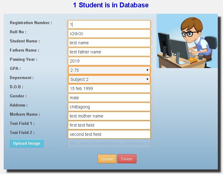 How to add student result database plugin in word press website in free