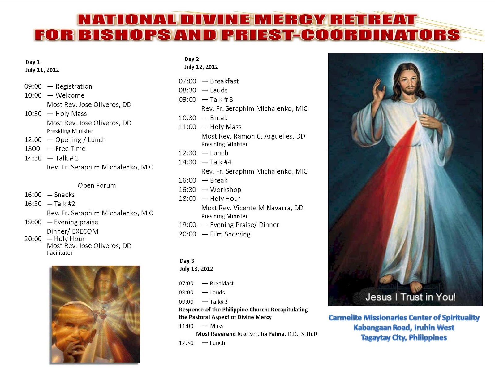 First National Divine Mercy Retreat for Bishops and Priests