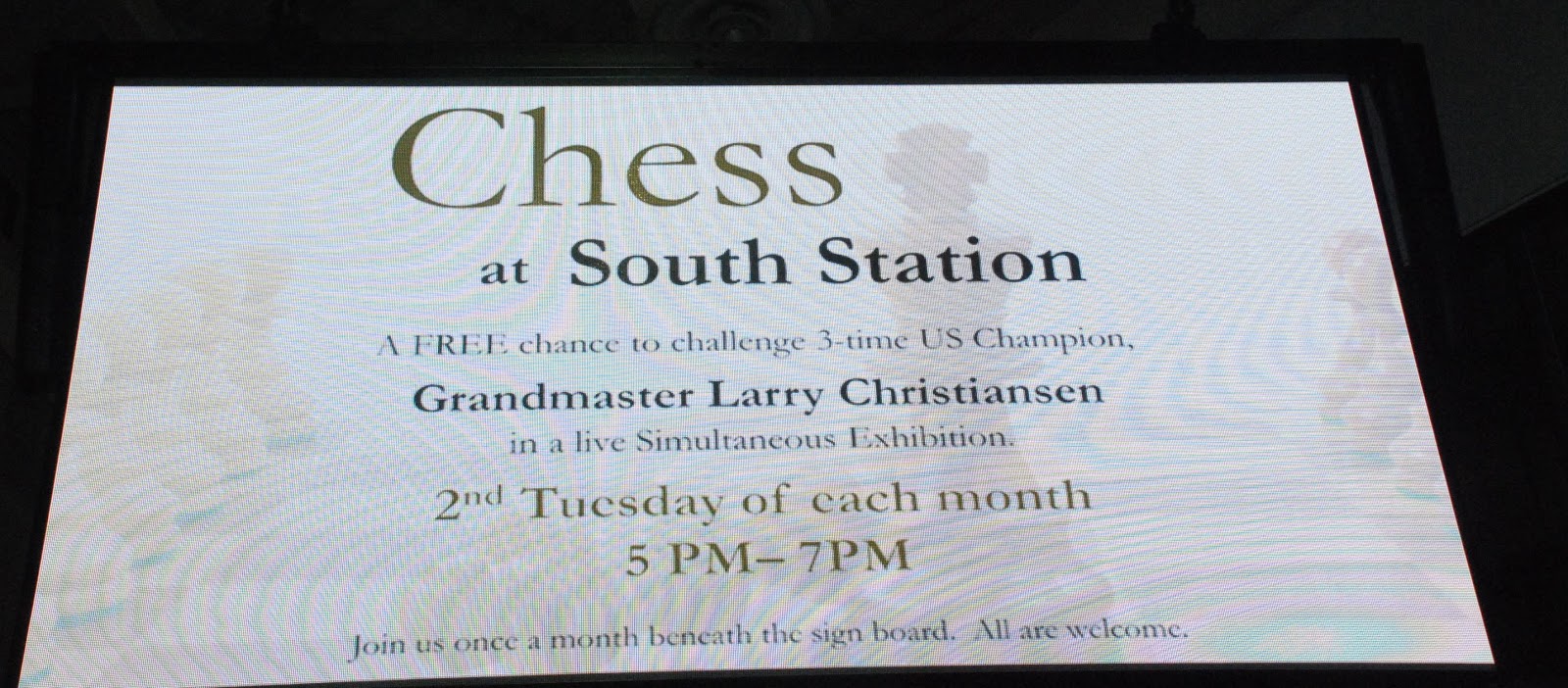 Boylston Chess Club Weblog: GM LARRY CHRISTIANSEN SIMUL SOUTH STATION