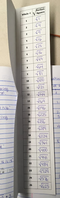 Jae Gets Real: List of Perfect Squares Foldable