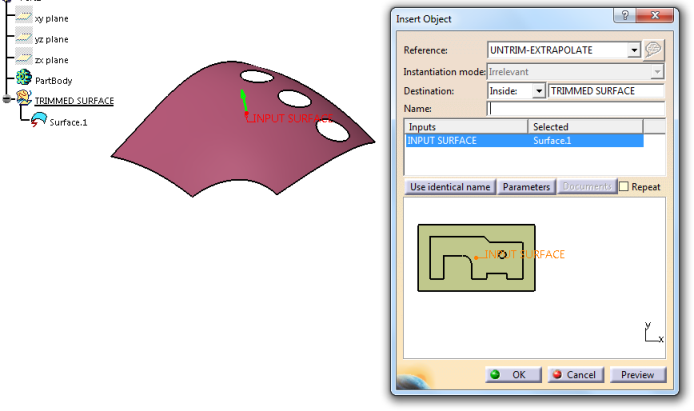 CATIA V5: How to extrapolate this in one step?