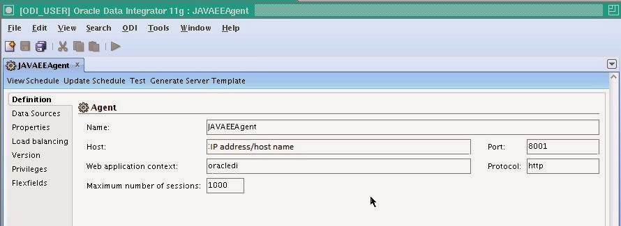 ODI Masters: Configuration of ODI Java EE agent.
