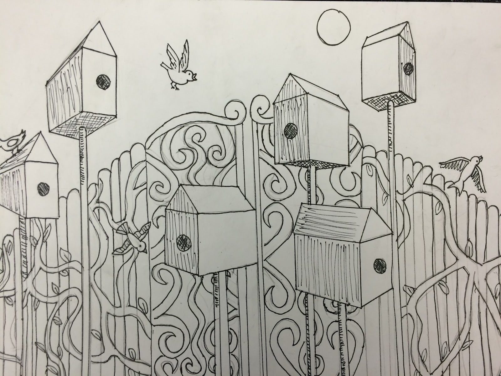 Mrs. Wille's Art Room: Bird houses in 2 point perspective