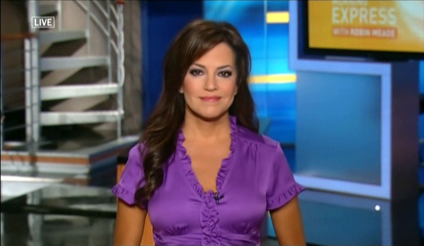Ladies in Satin Blouses: Robin Meade - purple silk blouse