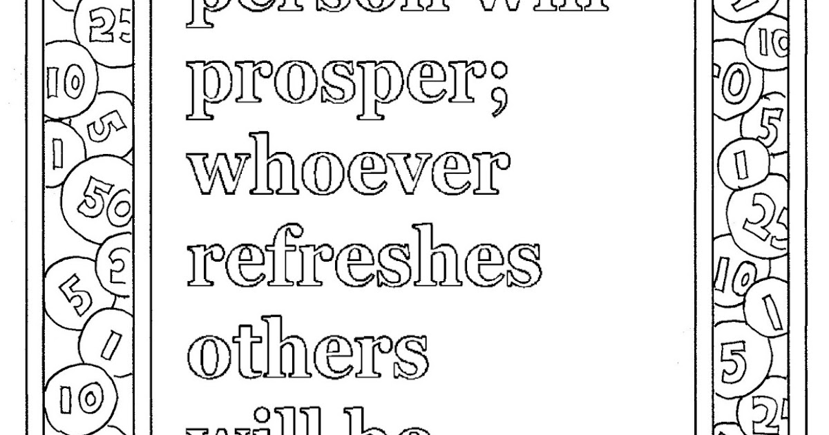 Coloring Pages for Kids by Mr. Adron: Free Proverbs 11:25 Print and ...