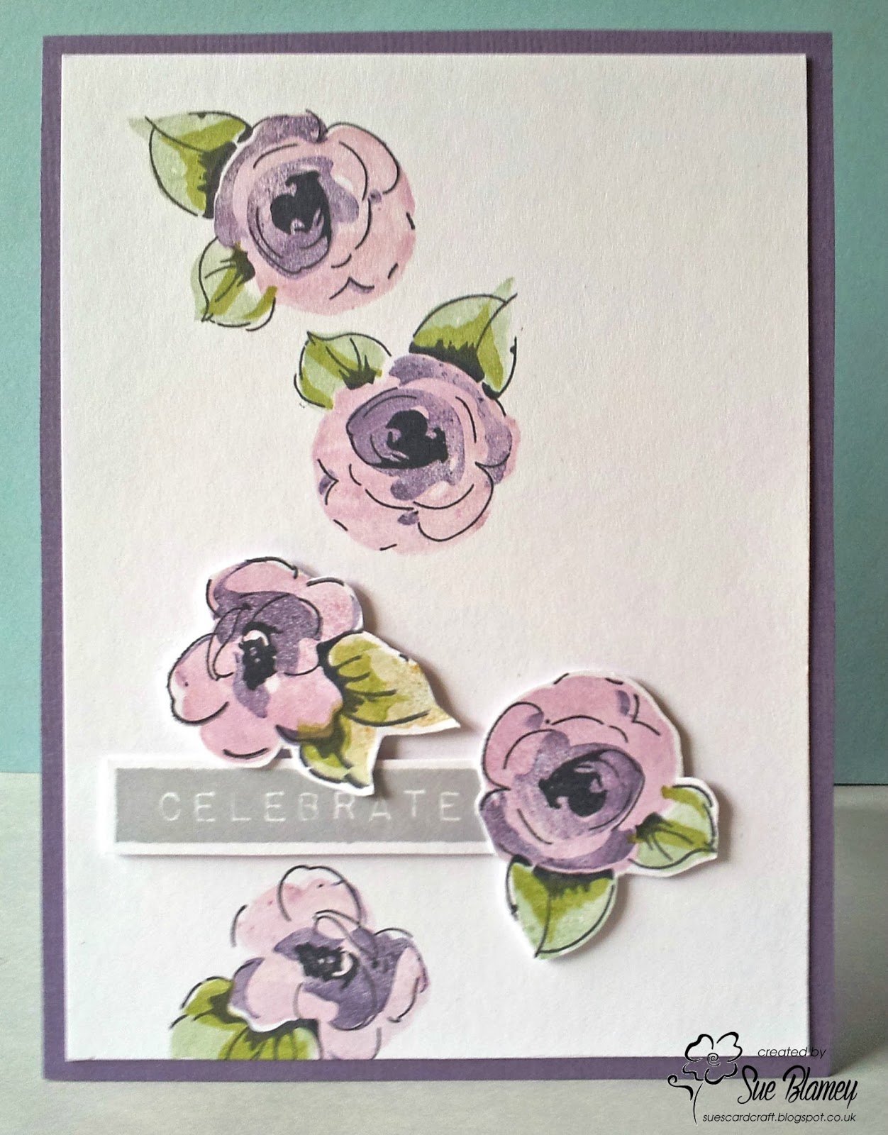 Sue's Card Craft: Purple Roses