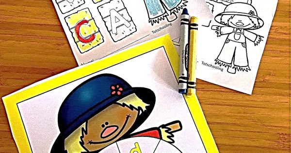 Scarecrow Beginning Sounds Spin & Color Game | Totschooling - Toddler ...