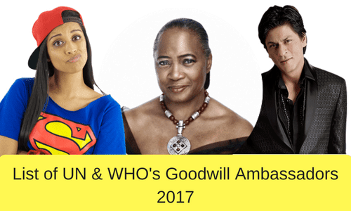 List of UN & WHO's Goodwill Ambassadors- 2017 - BankExamsToday
