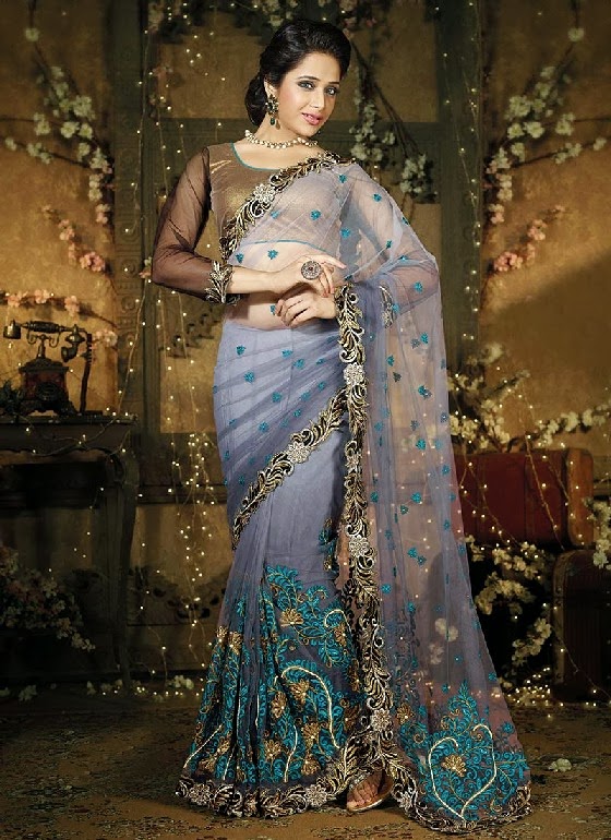 Designer Grey Saree Collection 2013/14 | Georgette & Silk Saree's ...