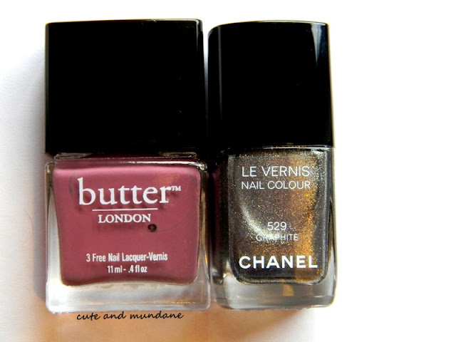 Cute and Mundane: Butter London Toff and Chanel Graphite nail polish