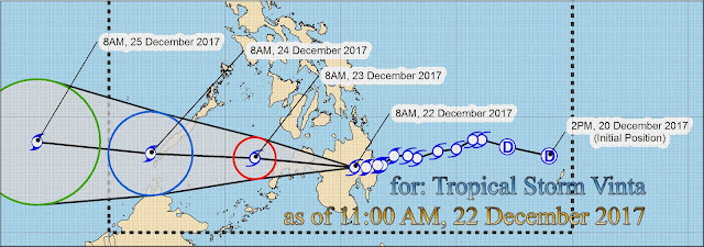 PAGASA Severe Weather Update for Tropical Storm-Vinta as of 11:00 AM ...