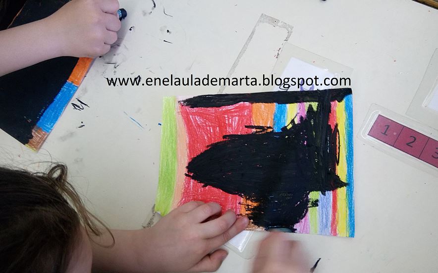 En el aula de Marta: Jugamos con colores: técnica del grattage.