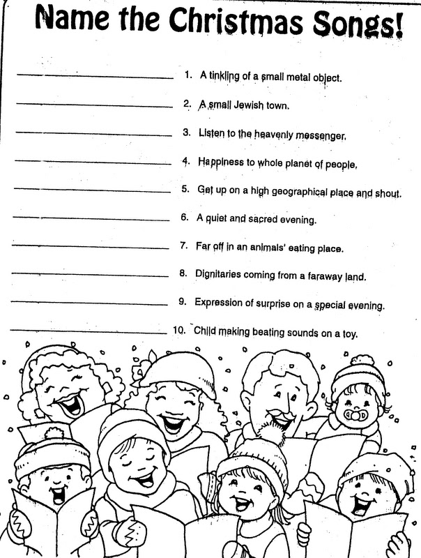 ELEMENTARY SCHOOL ENRICHMENT ACTIVITIES: CHRISTMAS SONG SHEETS